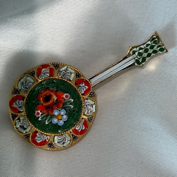 Jewelry | Vintage 2 12 Mosiac Guitar Instrument Brooch | Poshmark